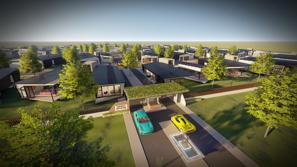 3D Modern Residential Estate and Clubhouse Model 3D model - TurboSquid ...