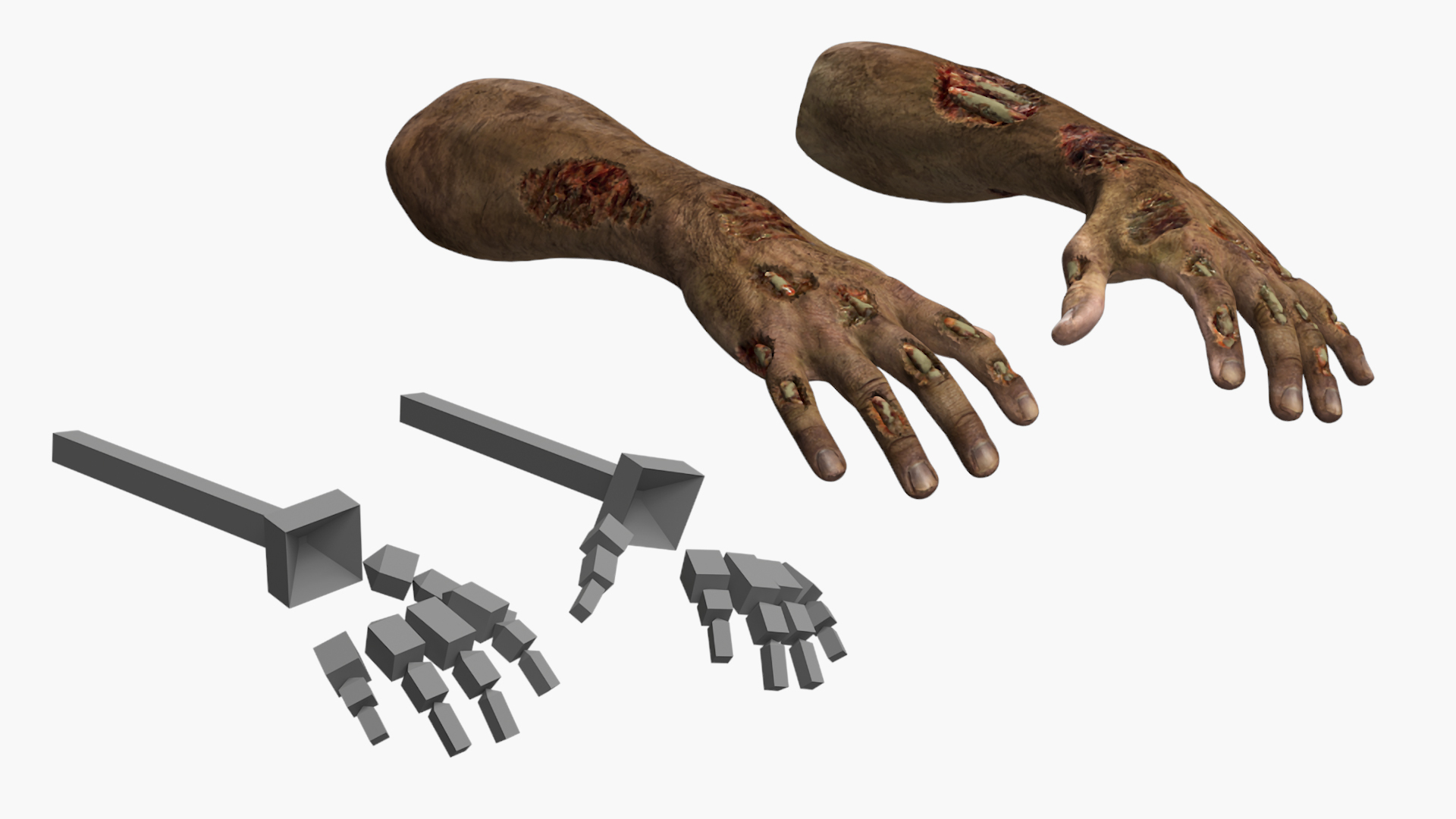 3D Realistic Zombie Hands Rigged - TurboSquid 2335676