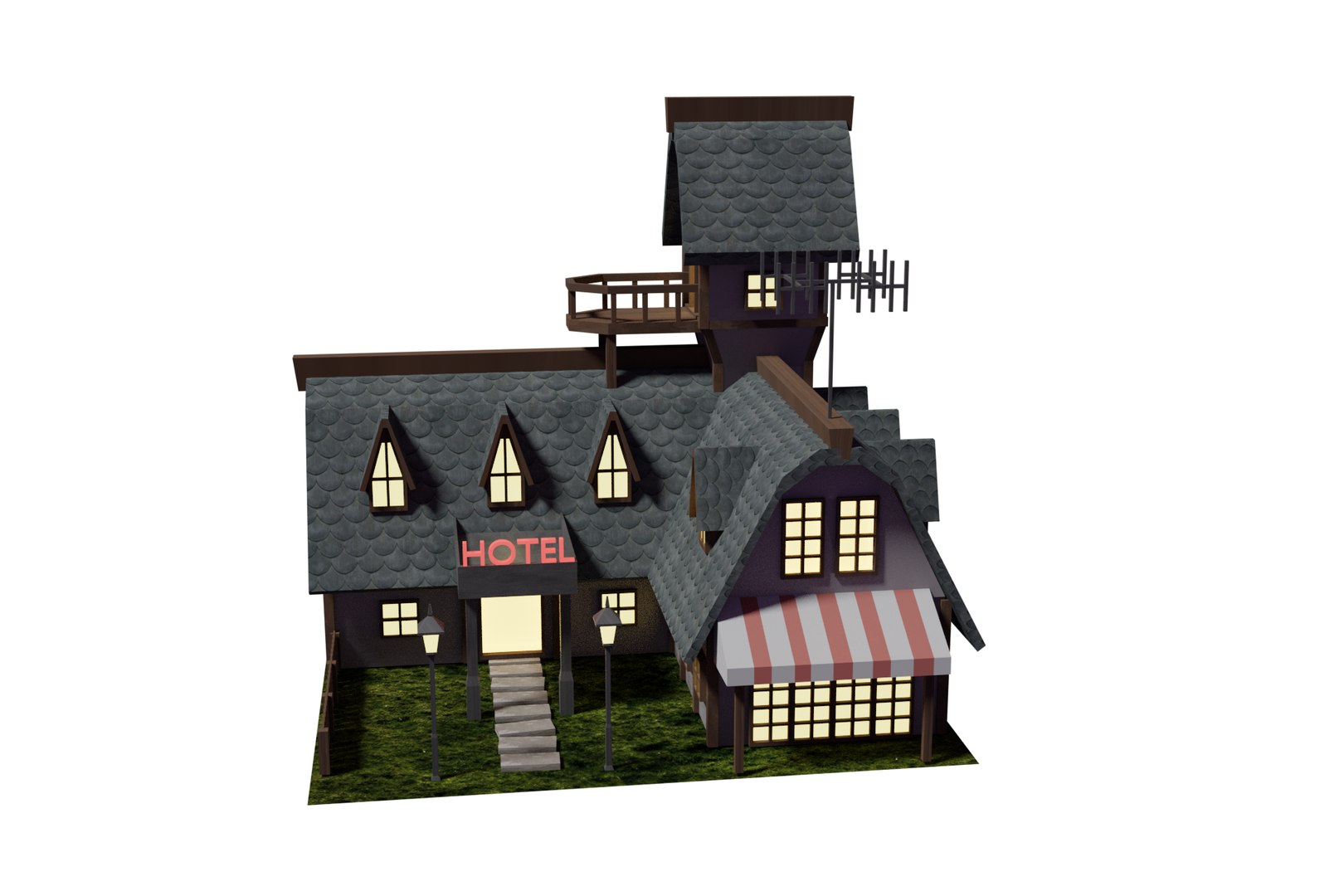 3D Model Small Hotel - TurboSquid 1838544