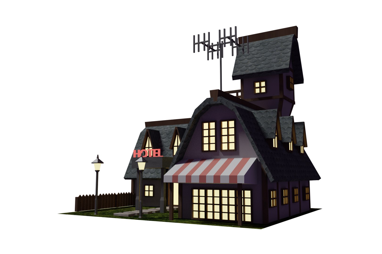 3D Model Small Hotel - TurboSquid 1838544