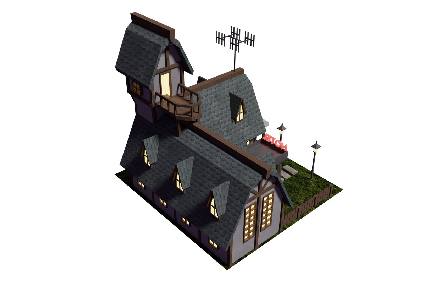 3D Model Small Hotel - TurboSquid 1838544