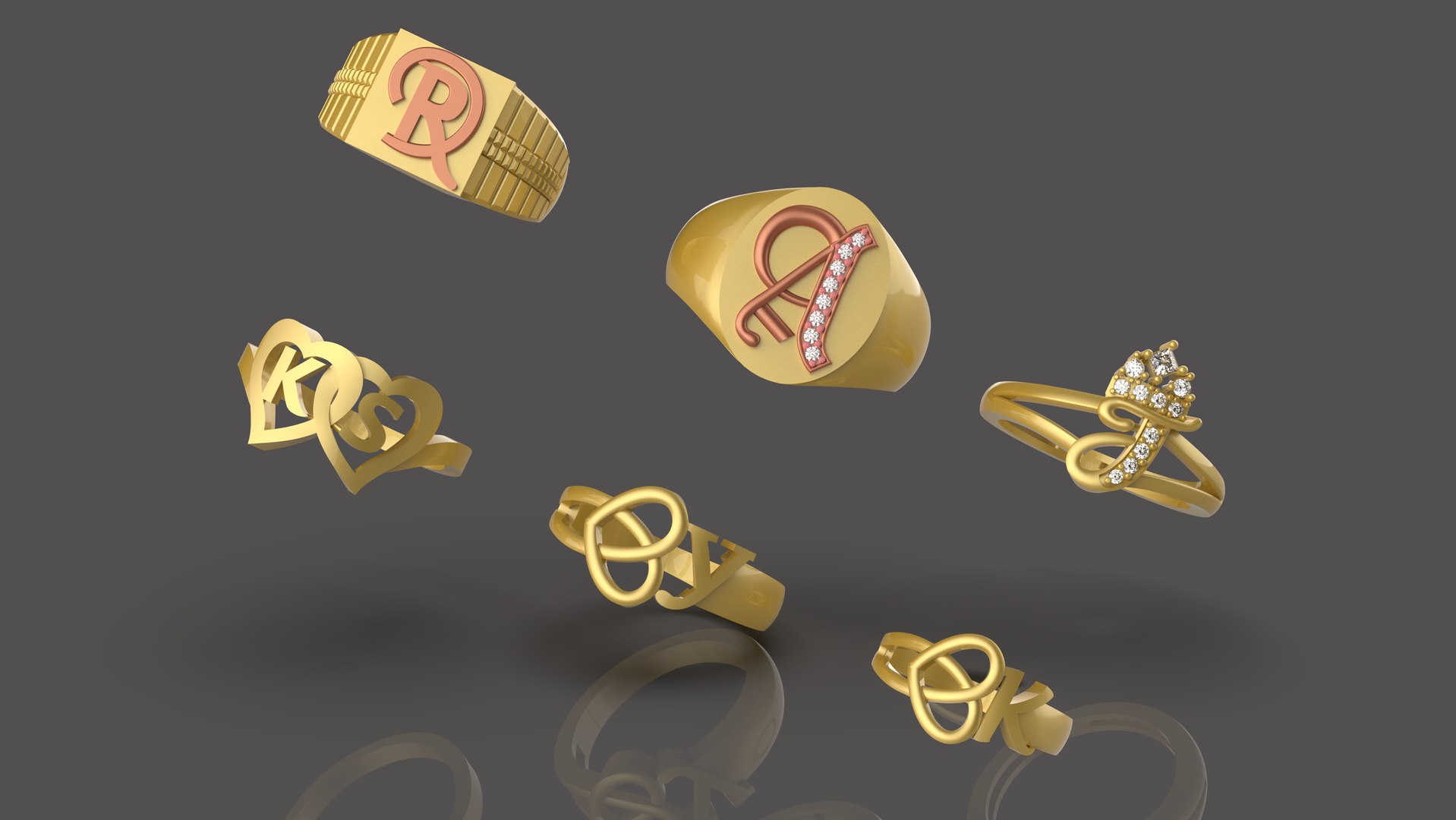 Diamond Couple Ring 6 Pis - 0012 3D - TurboSquid 2332193