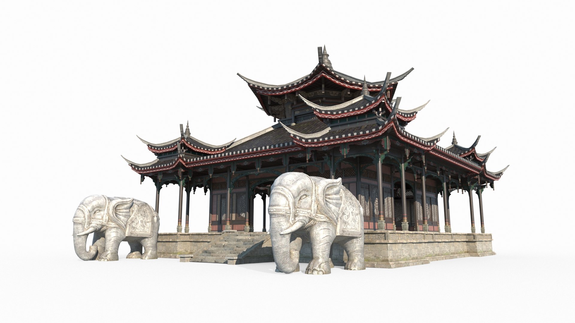 3D Model Temple Of Ancient Asian Architecture - TurboSquid 2073526