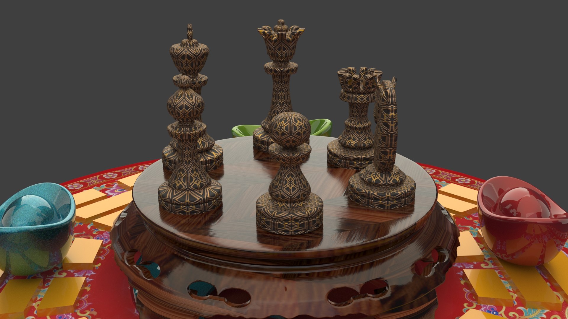 3D Chess Queen Pawn Knight Game Bishop King Rook Figure Model ...