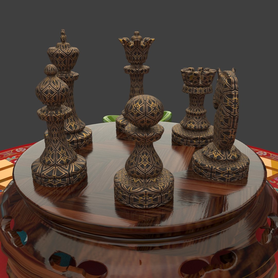 3D Chess Queen Pawn Knight Game Bishop King Rook Figure Model ...