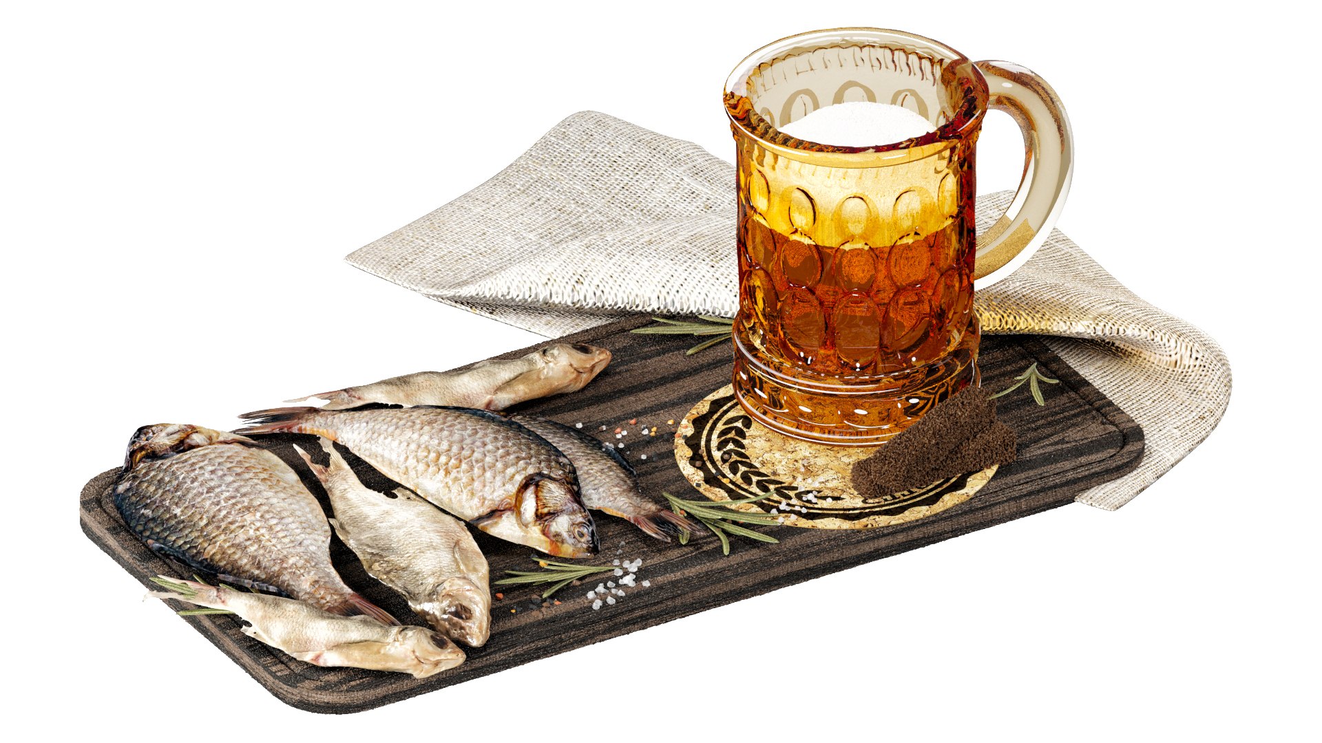 Dried Fish With Beer 3D Model - TurboSquid 2345843