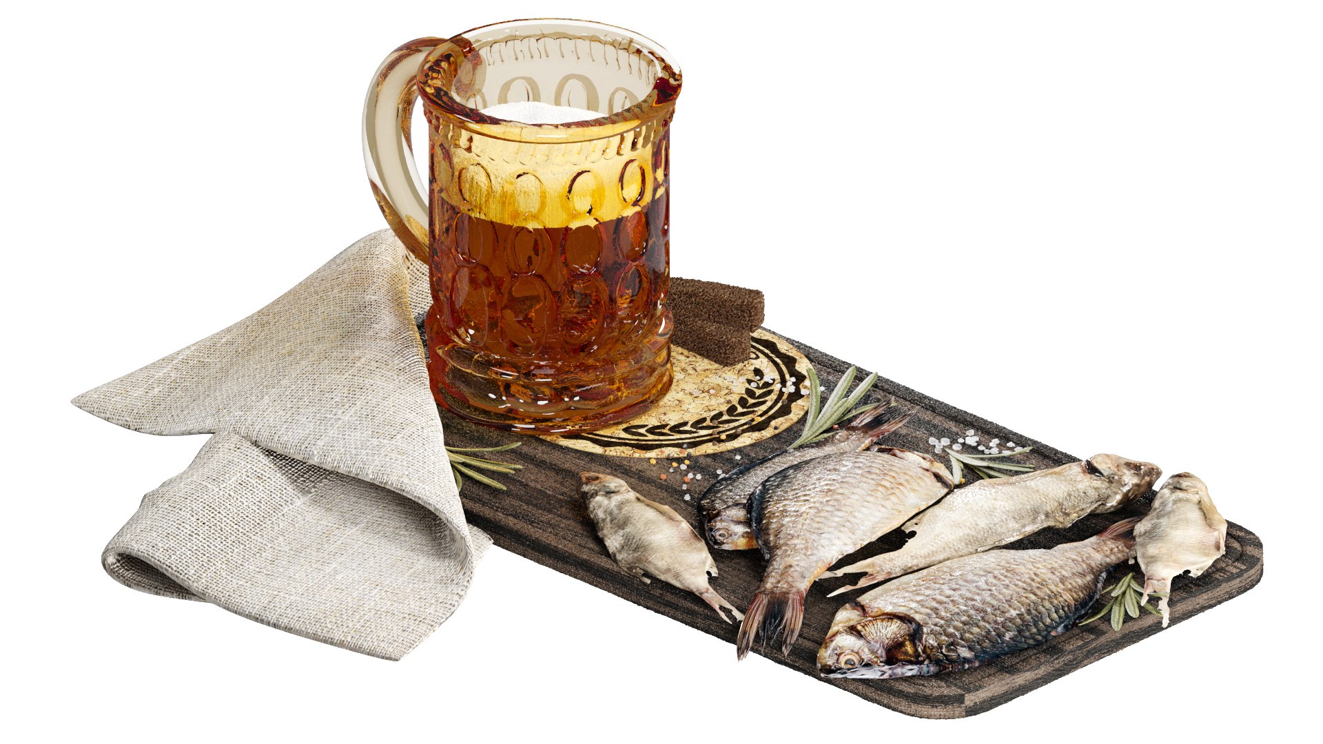 Dried Fish With Beer 3D Model - TurboSquid 2345843