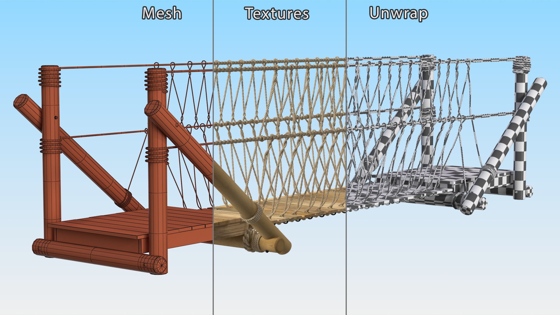 Rope Bridge Kit 3D - TurboSquid 2086241