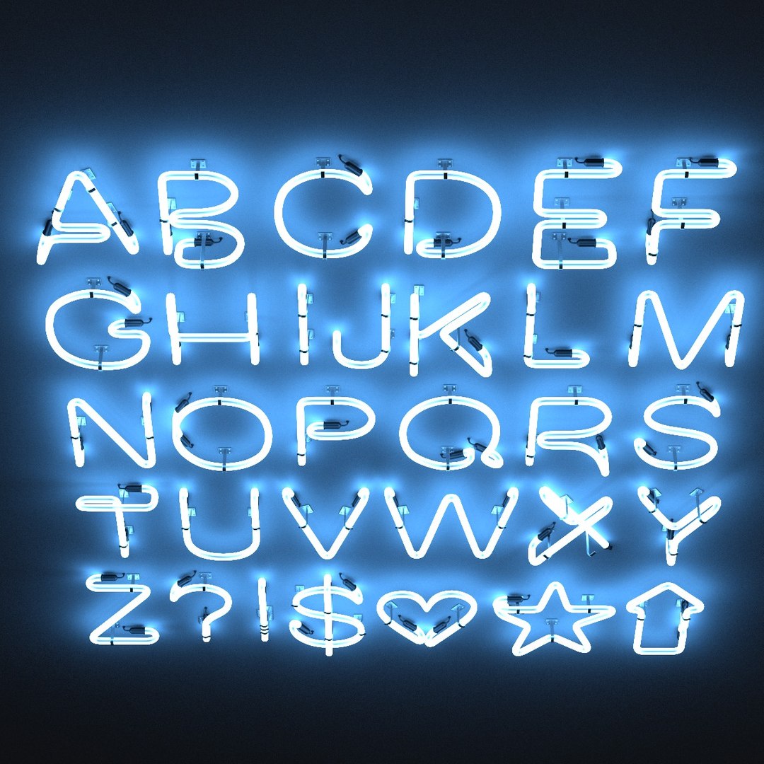3d 3ds Neon Alphabet