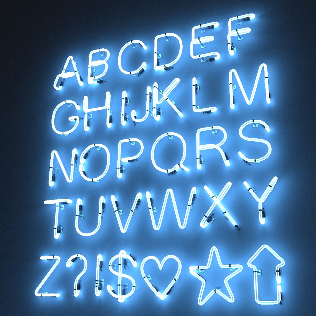3d 3ds Neon Alphabet