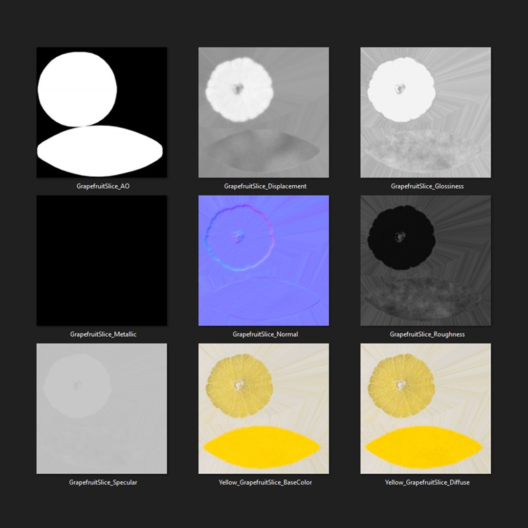 3D model Yellow Grapefruit Slice - TurboSquid 1998456