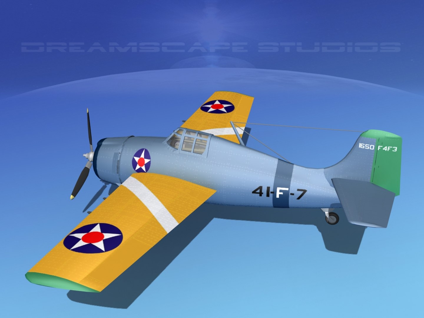 grumman f4f-3 fighter aircraft 3d dwg