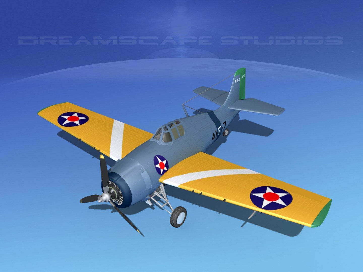 grumman f4f-3 fighter aircraft 3d dwg