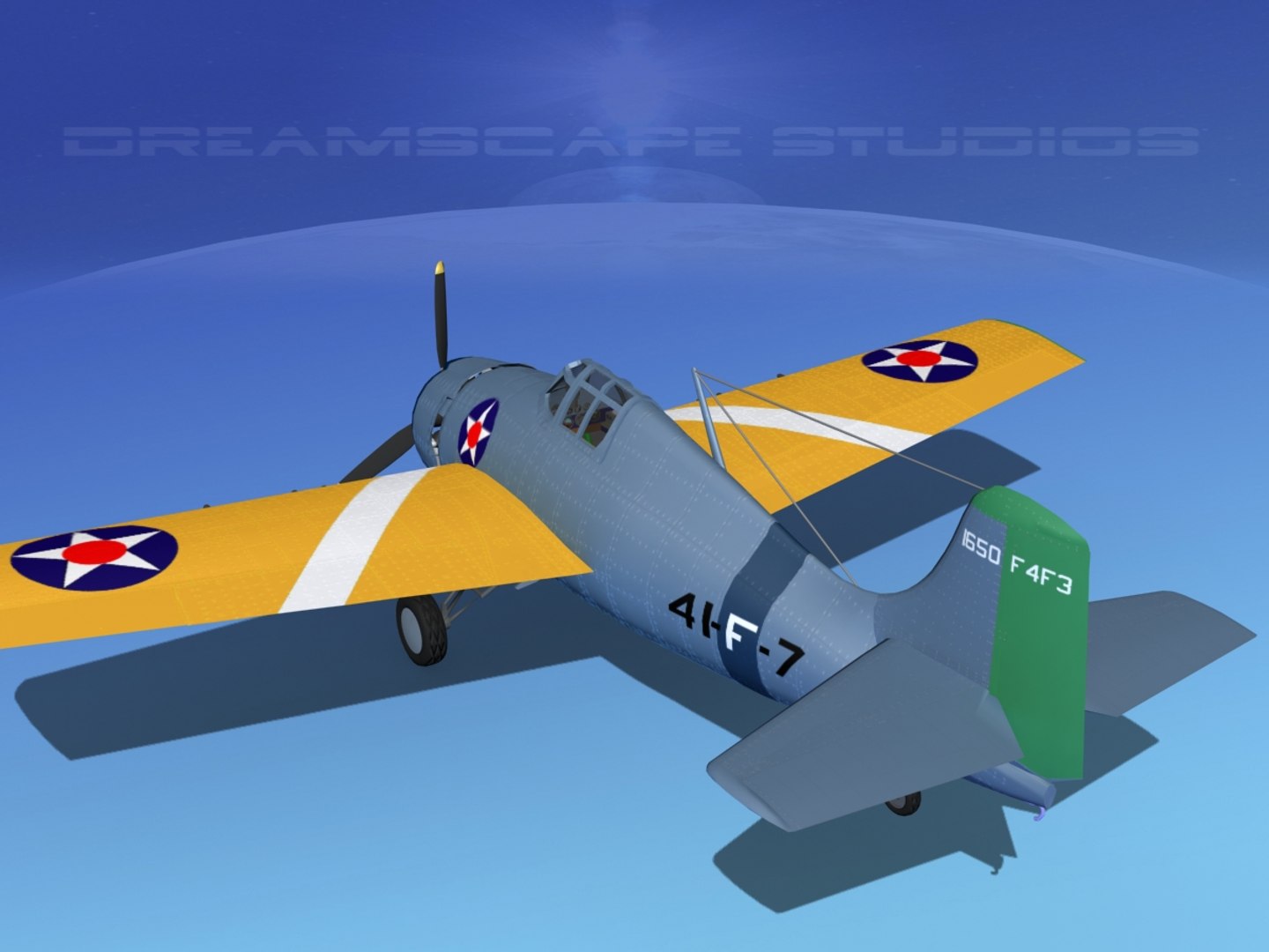 grumman f4f-3 fighter aircraft 3d dwg