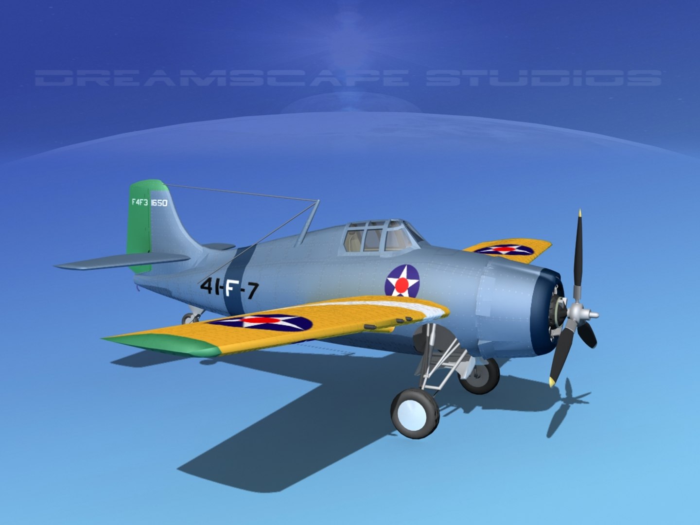 grumman f4f-3 fighter aircraft 3d dwg