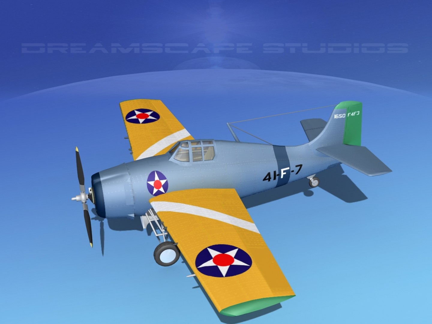 grumman f4f-3 fighter aircraft 3d dwg