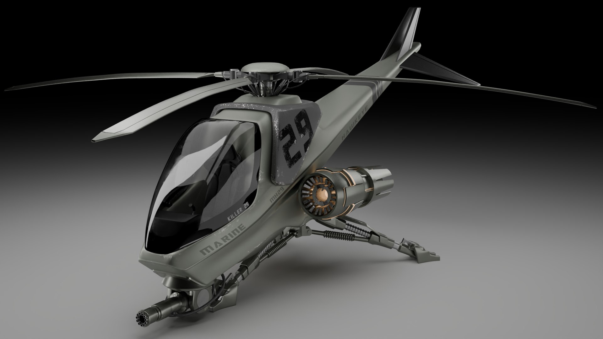 Sci Fi Attack Helicopter Concept 3D Model - TurboSquid 2154412