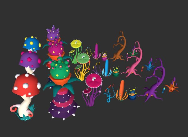 3D Cartoon Alien Plants Pack 2 model - TurboSquid 1820332