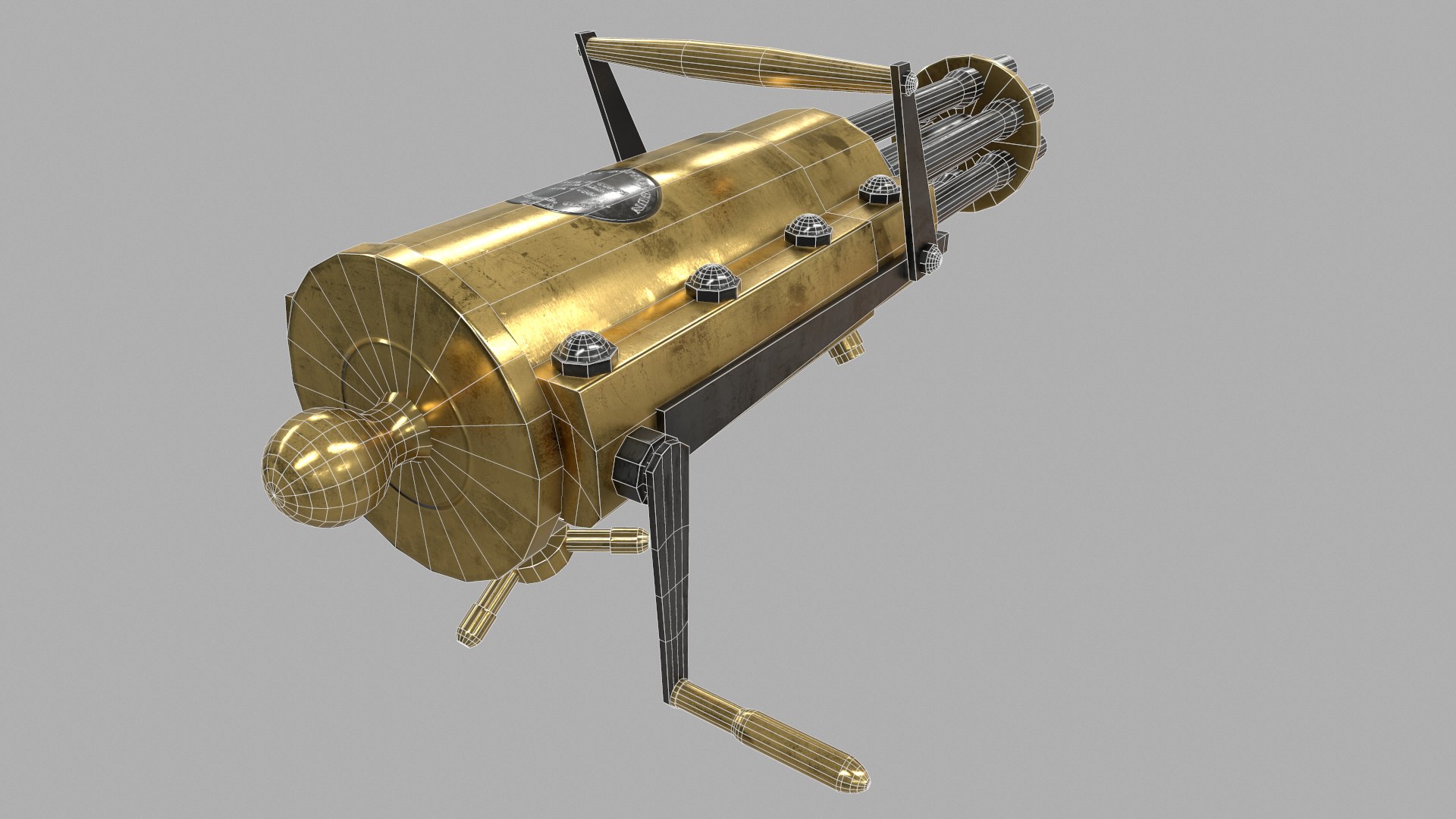 gatling machine gun 3d obj