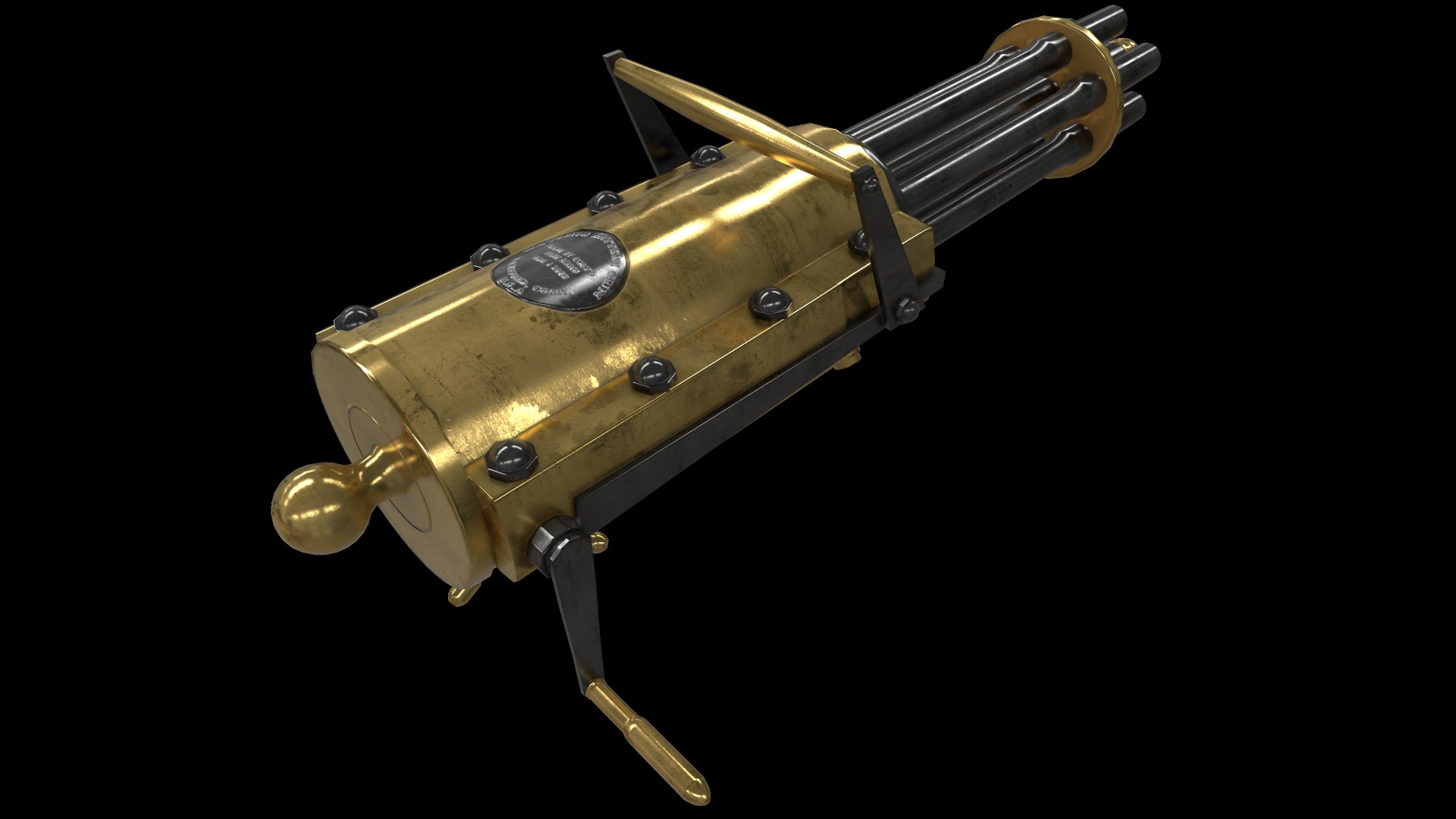 gatling machine gun 3d obj