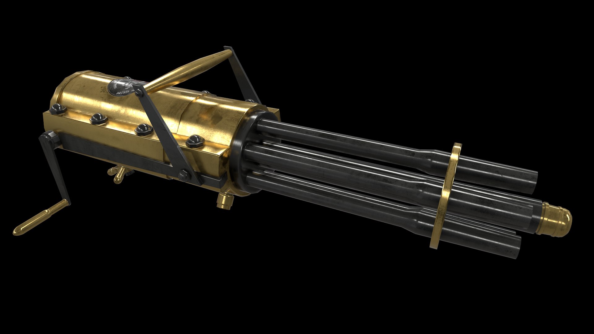 gatling machine gun 3d obj
