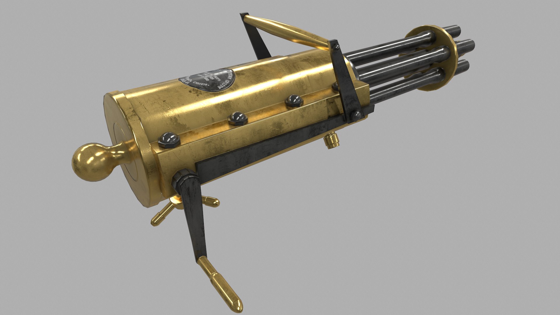 gatling machine gun 3d obj