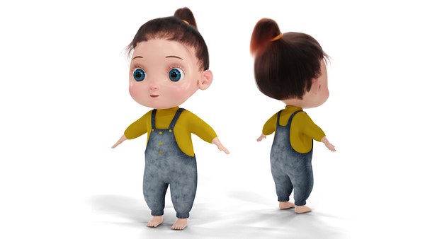3D Cartoon Fur Baby Girl Cute Character NO RIG model - TurboSquid 1727527