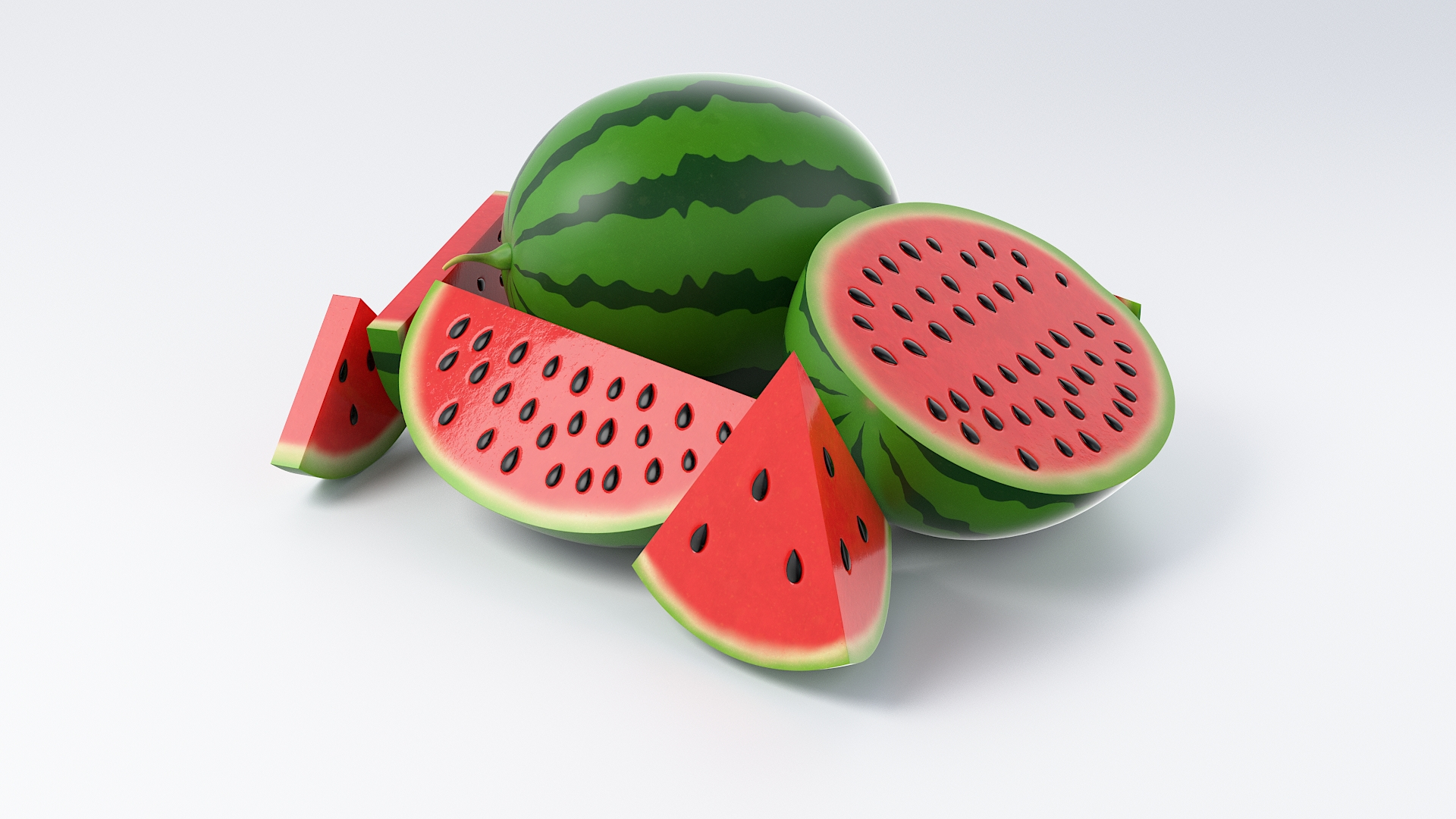Cartoon Watermelon Set 3D - TurboSquid 2104039