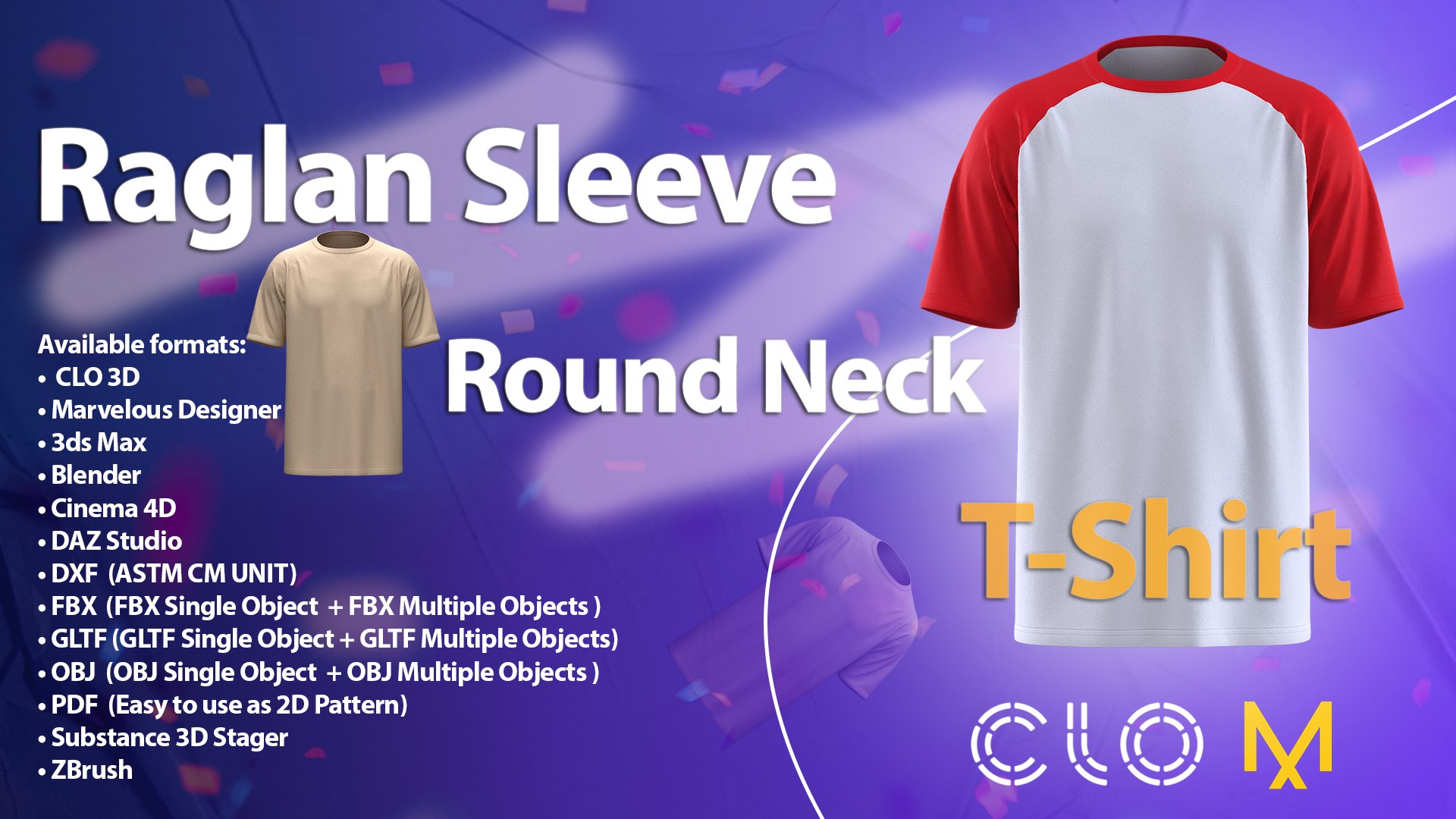 3D Sports Raglan Short Sleeves Tee In CLO And Marvelous Designer ...