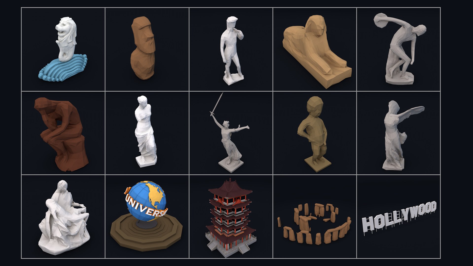 3D Poly World Landmarks Monument Mega Pack Collection - TurboSquid 2194881