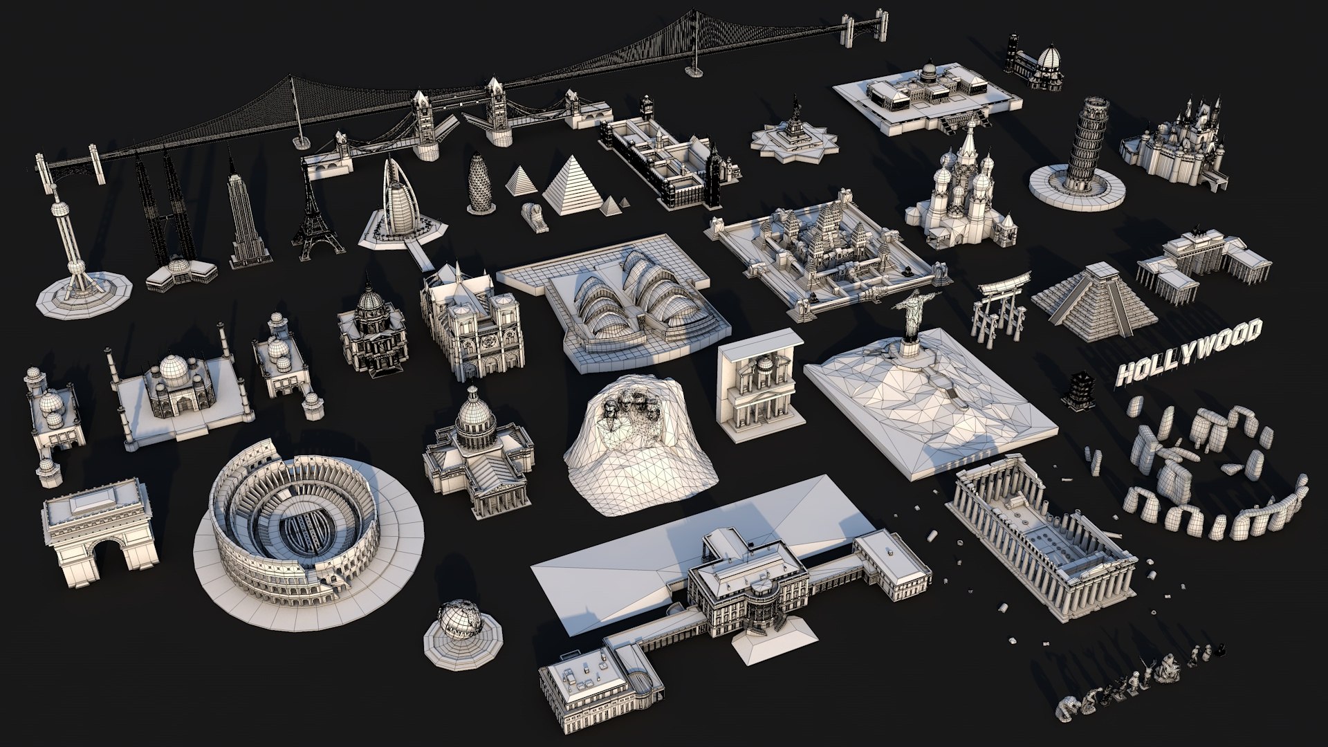 3D Poly World Landmarks Monument Mega Pack Collection - TurboSquid 2194881