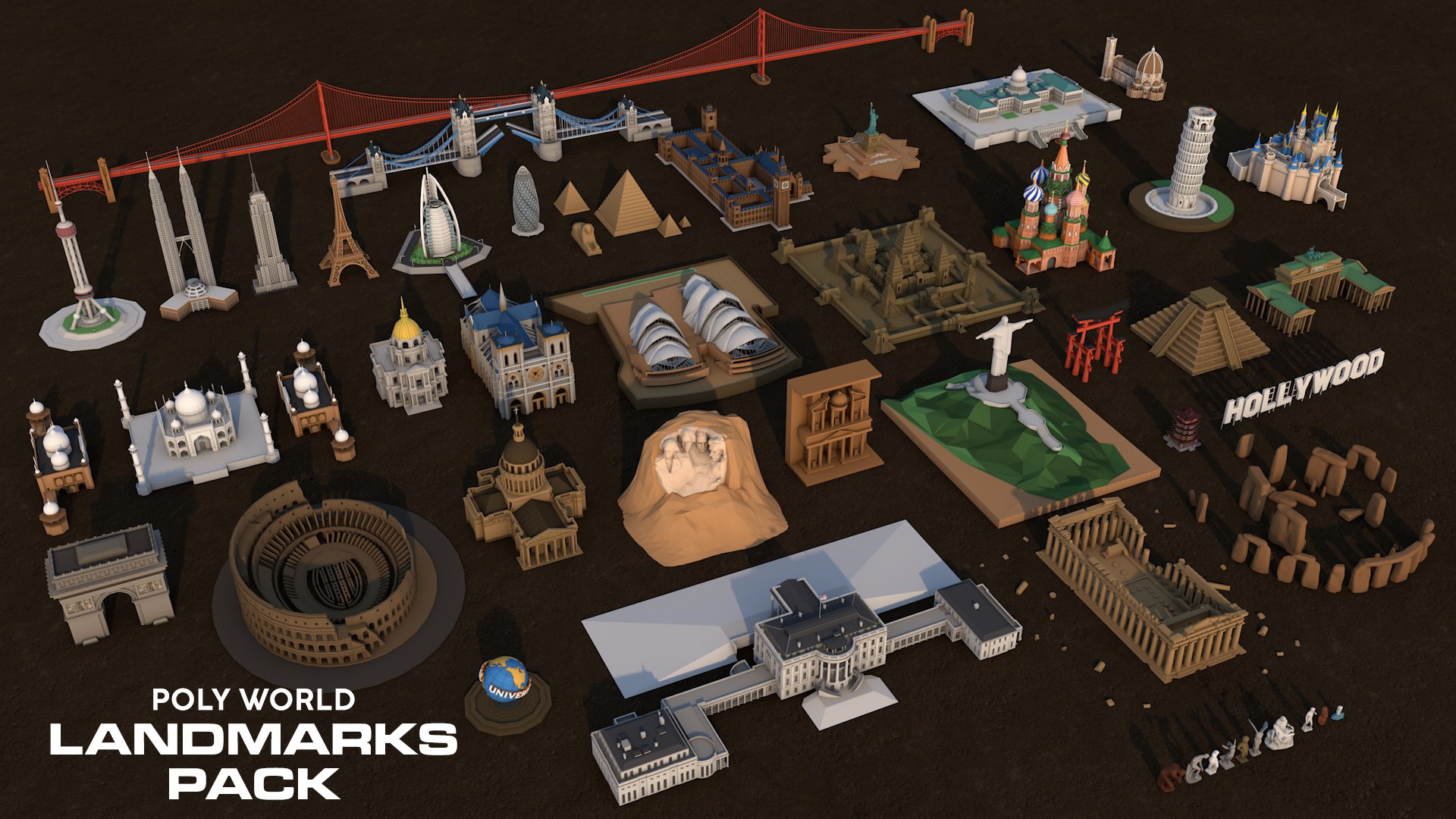 3D Poly World Landmarks Monument Mega Pack Collection - TurboSquid 2194881