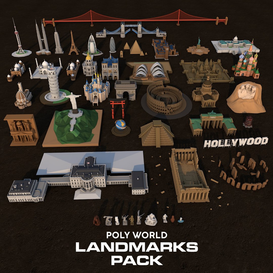 3D Poly World Landmarks Monument Mega Pack Collection - TurboSquid 2194881