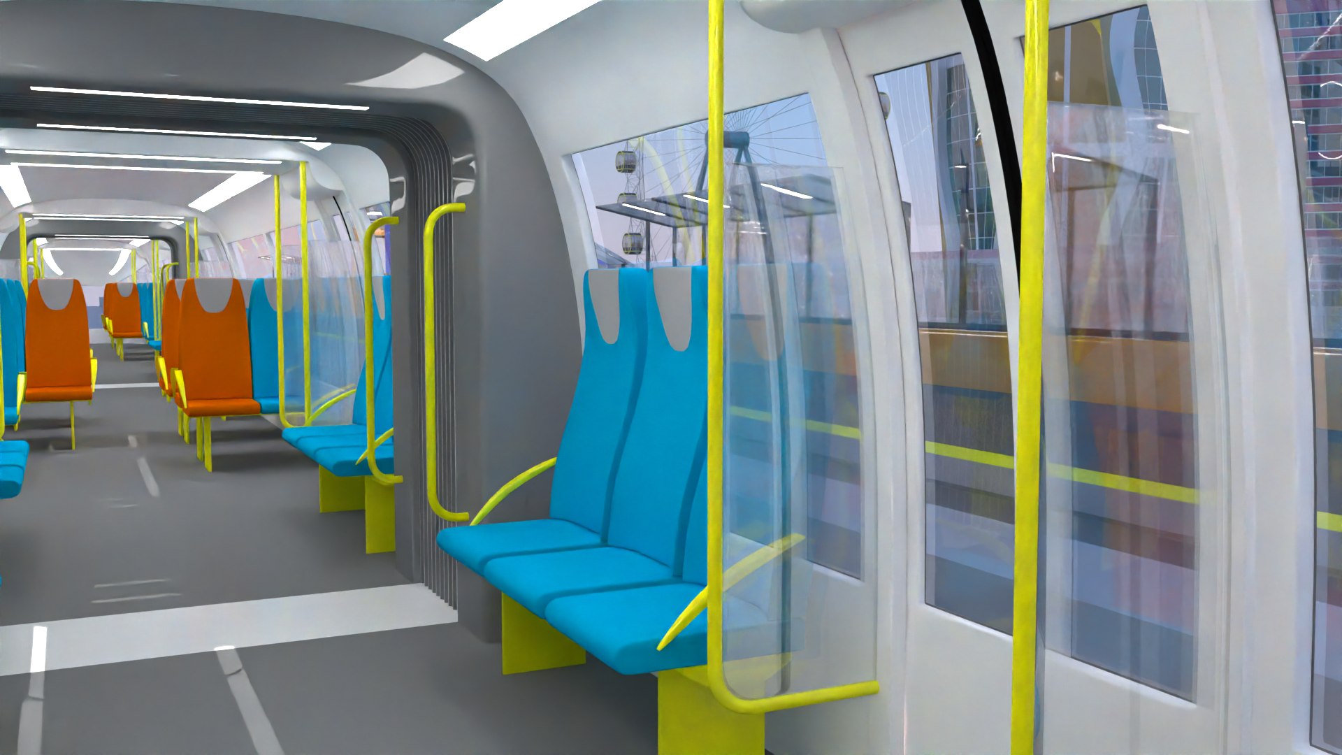 Future City With Monorail 3D Model - TurboSquid 2320102