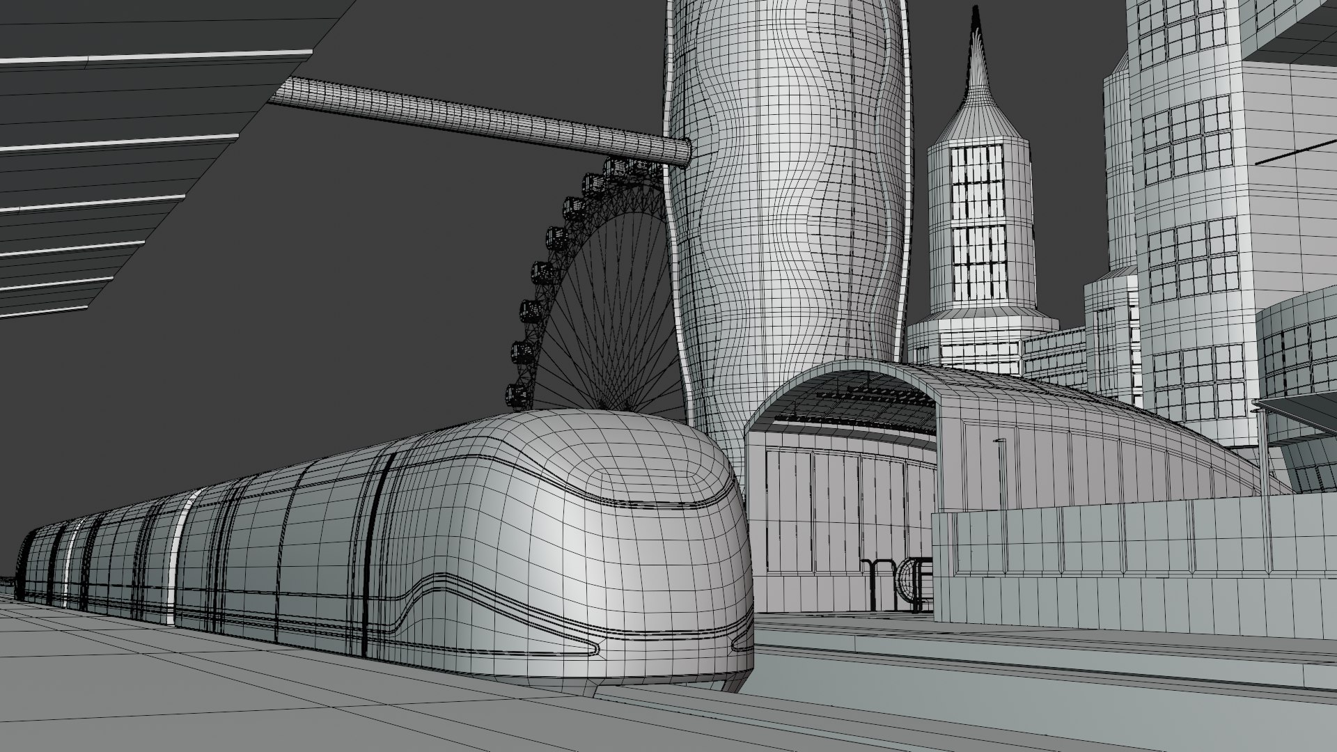 Future City With Monorail 3D Model - TurboSquid 2320102