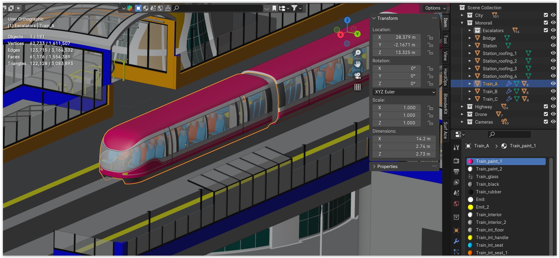 Future City With Monorail 3D Model - TurboSquid 2320102