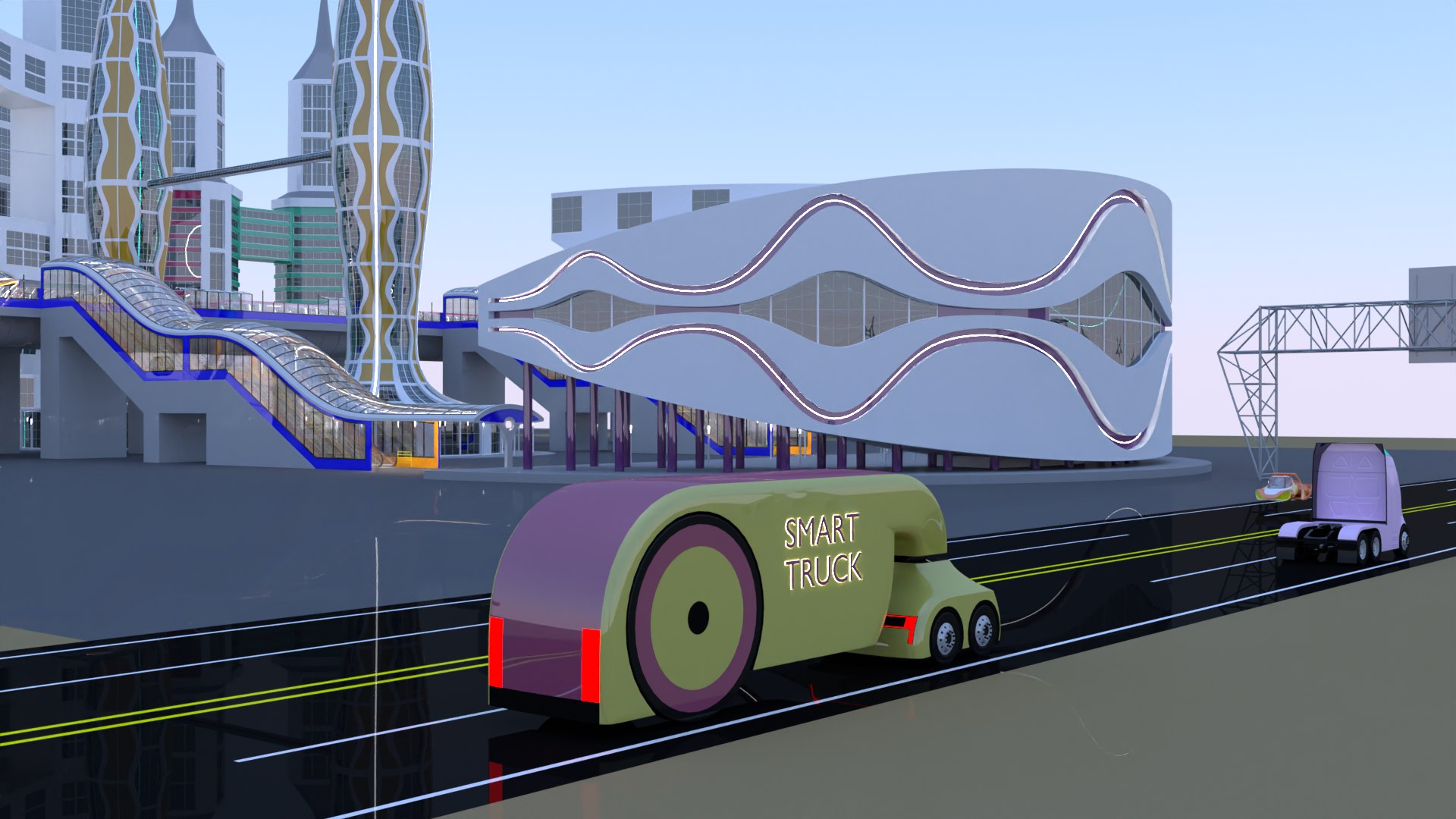 Future City With Monorail 3D Model - TurboSquid 2320102