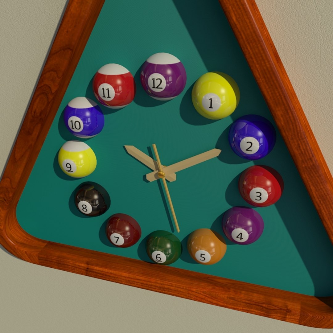 3D triangular billiard wall clock - TurboSquid 1559700