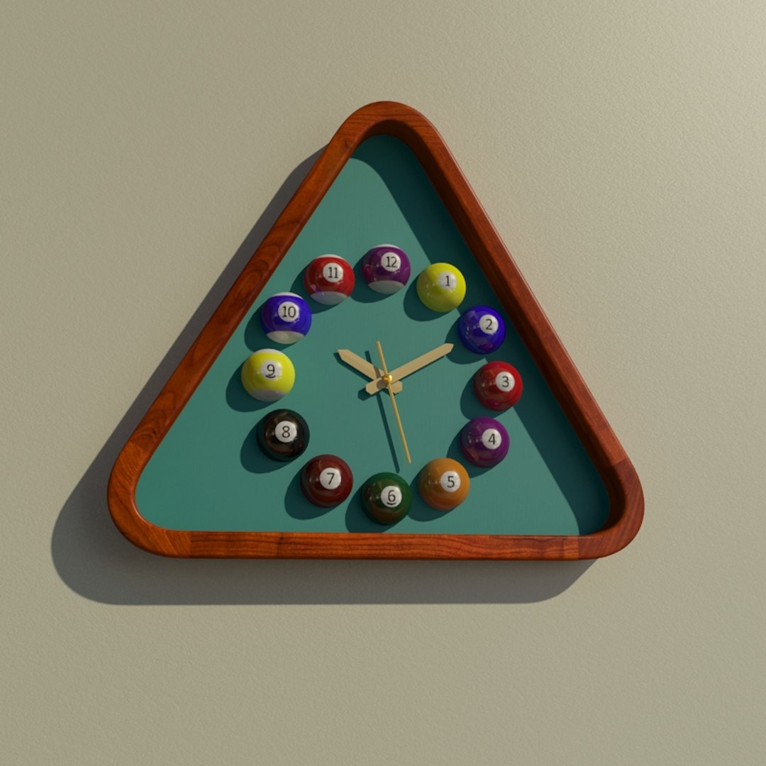 3D triangular billiard wall clock - TurboSquid 1559700