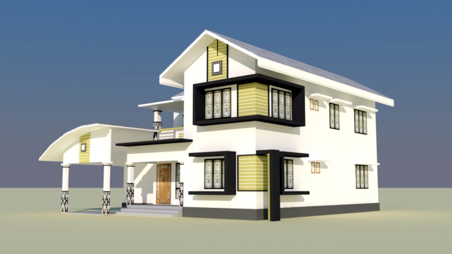 3d Modern House Exterior -3