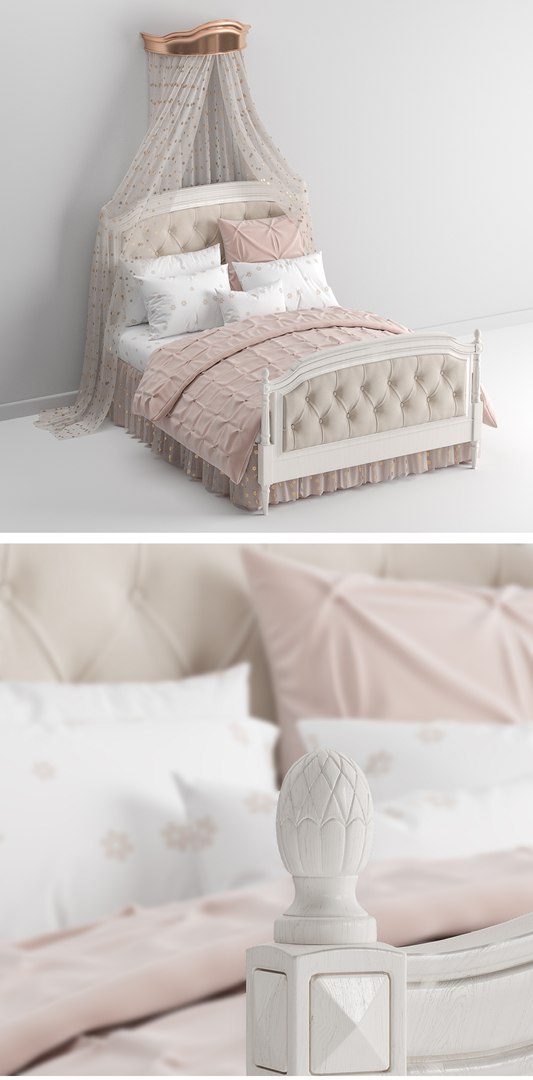 Blythe Upholstered Bed 3D Model - TurboSquid 2356007