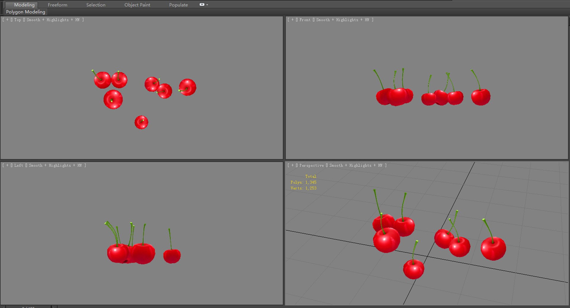 3D Cartoon Cherries - Fruit - TurboSquid 1926939