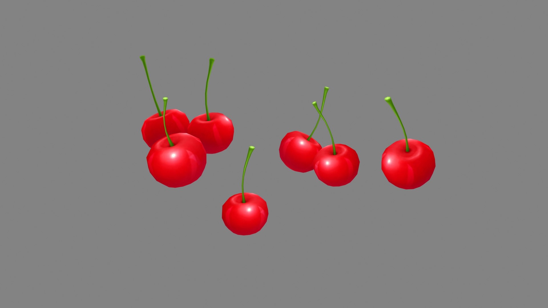 3D Cartoon Cherries - Fruit - TurboSquid 1926939