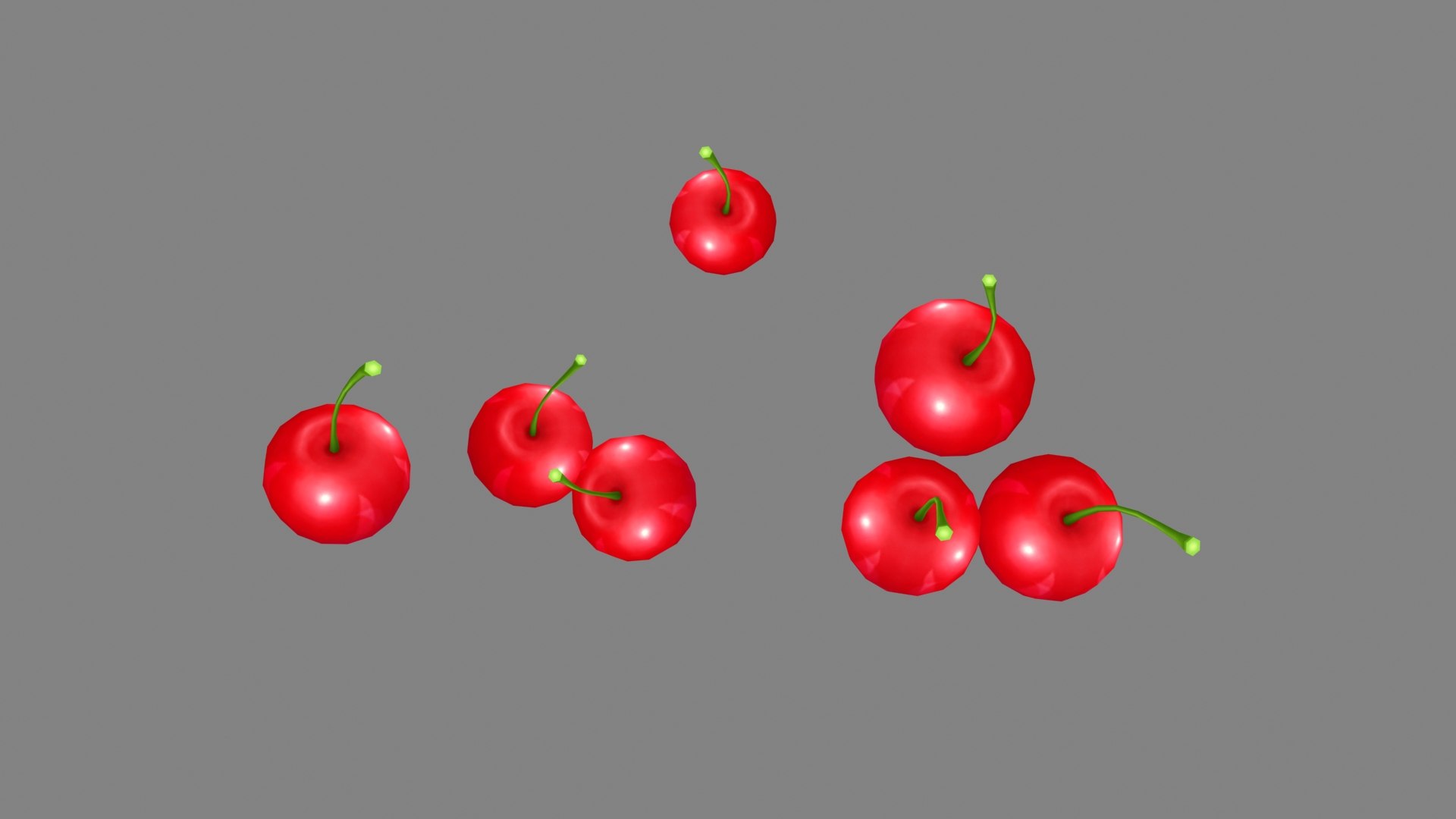 3D Cartoon Cherries - Fruit - TurboSquid 1926939