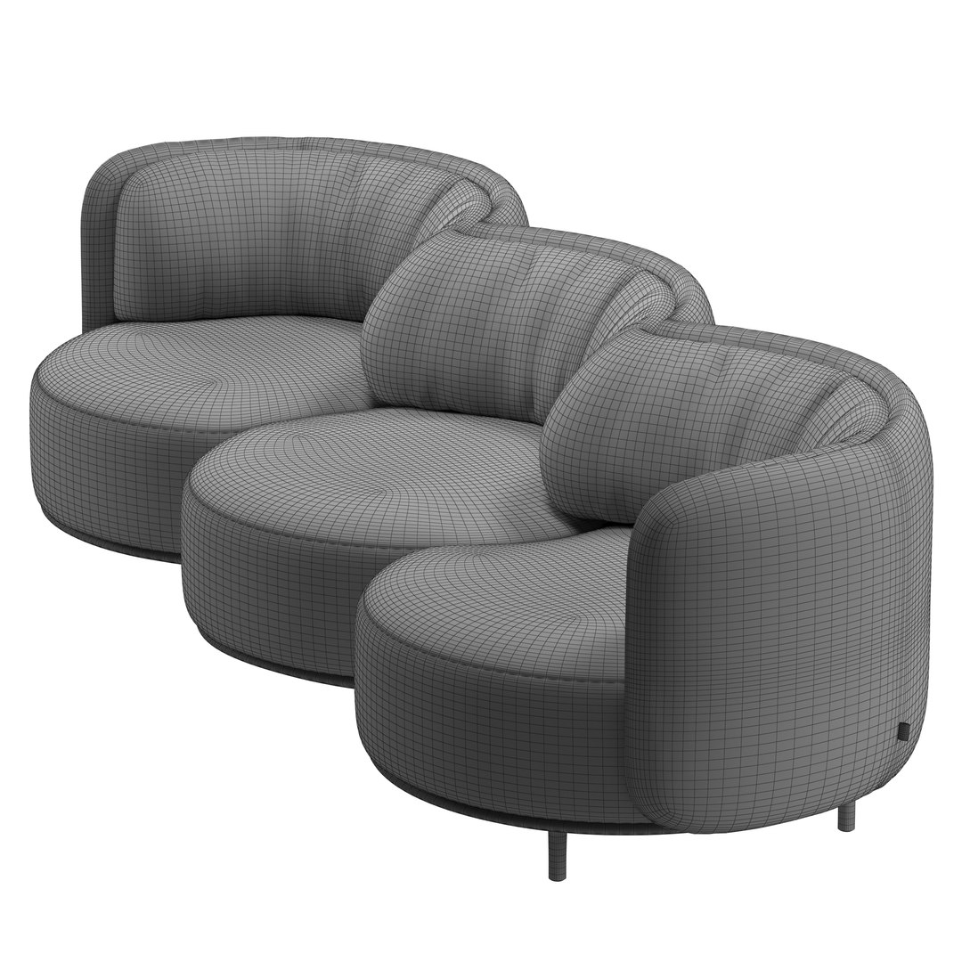 Natuzzi Wave 3 Seater Sofa By Nika Zupanc 3D Model - TurboSquid 1753978