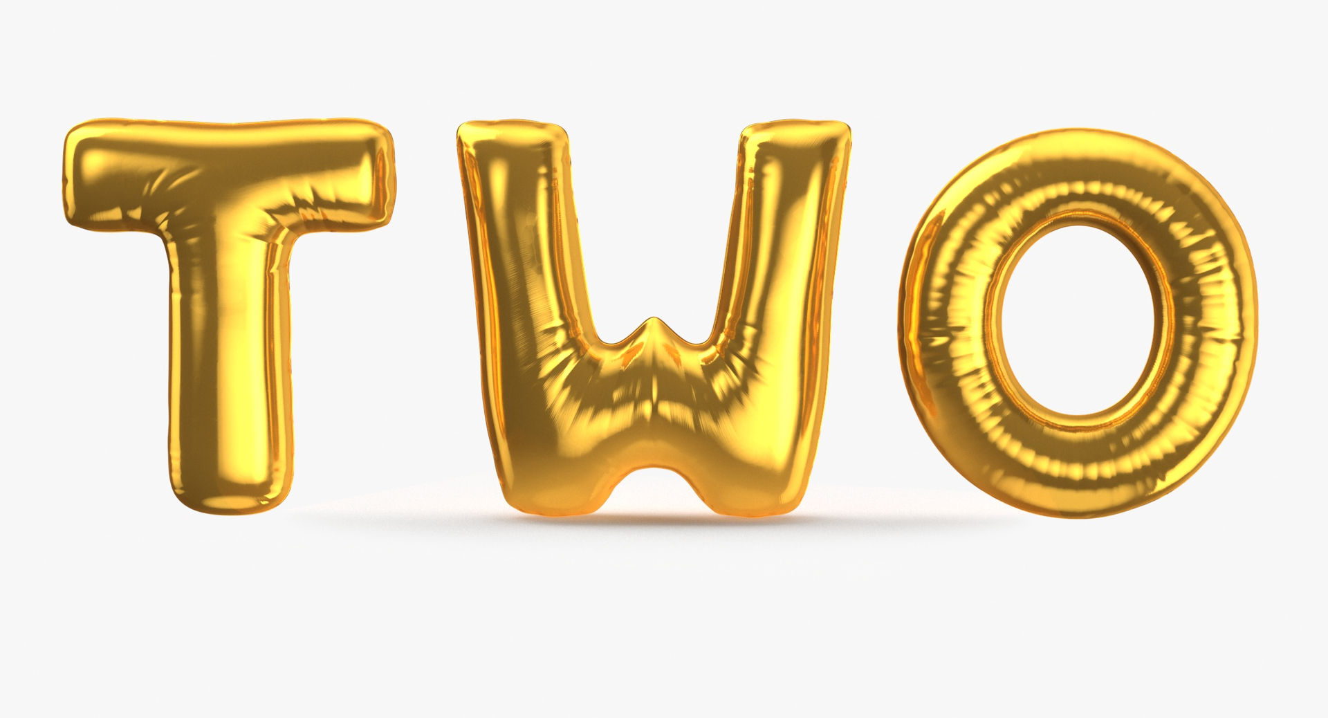 Foil Baloon Words Two Gold 3D Model - TurboSquid 1747537