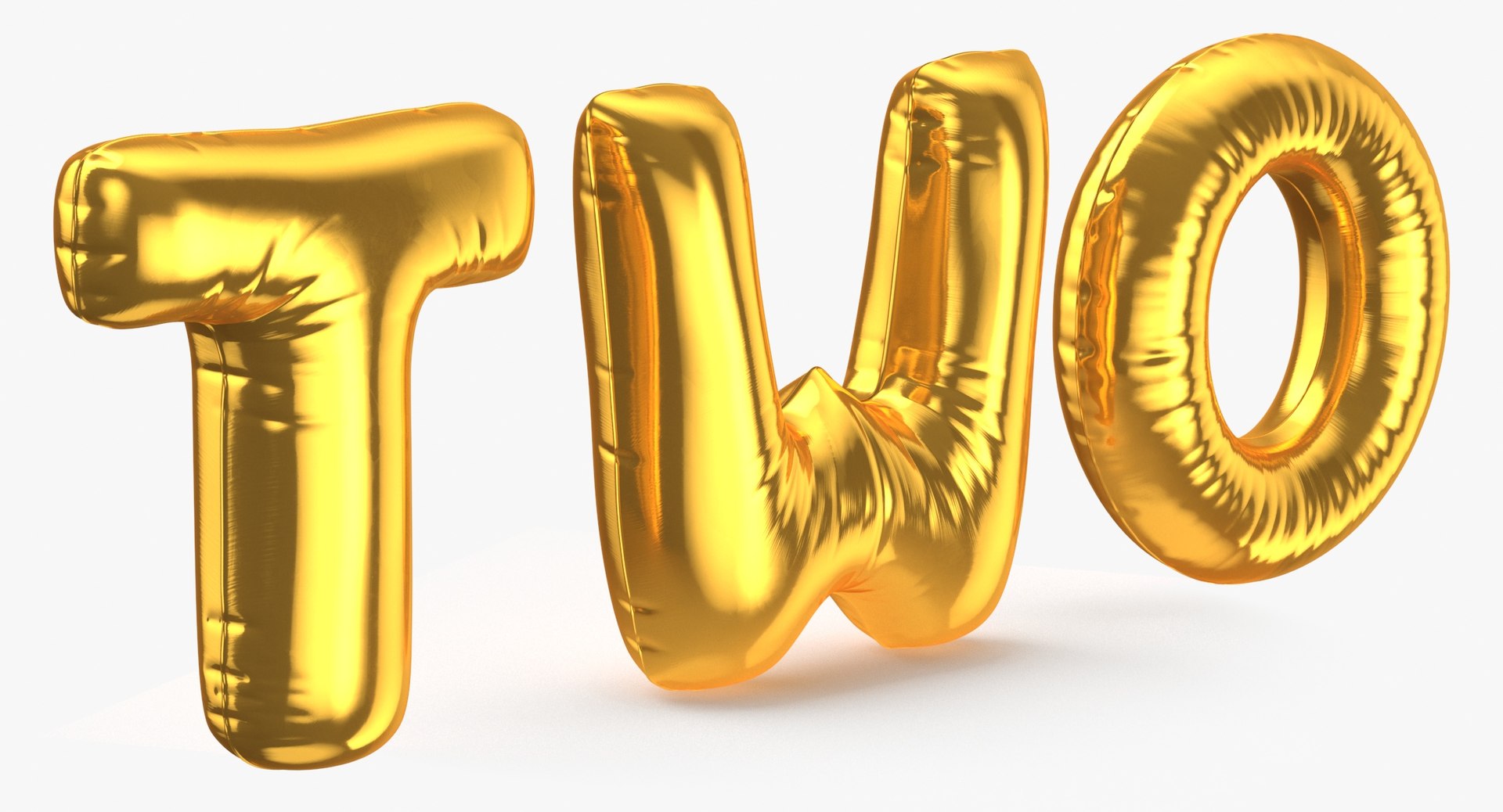 Foil Baloon Words Two Gold 3D Model - TurboSquid 1747537