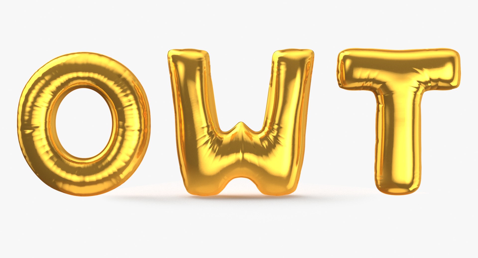 Foil Baloon Words Two Gold 3D Model - TurboSquid 1747537