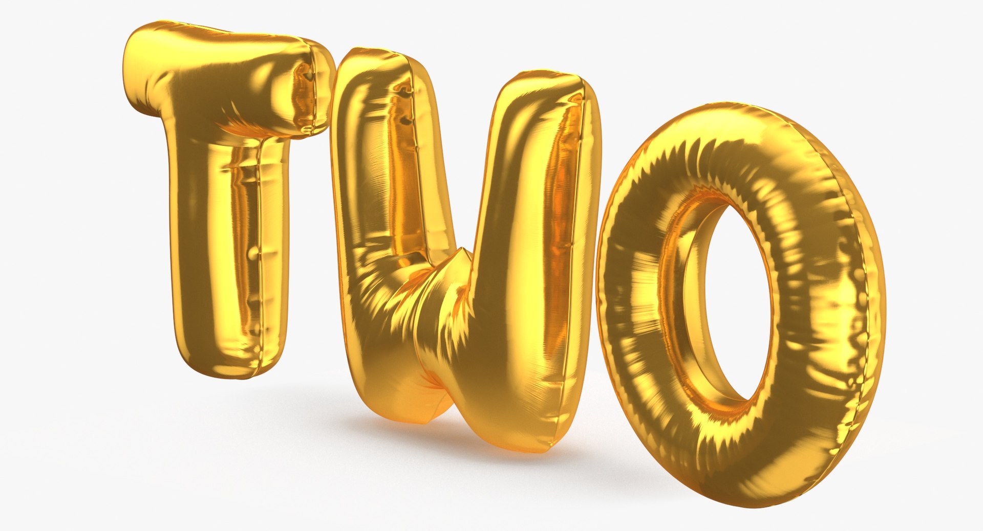 Foil Baloon Words Two Gold 3D Model - TurboSquid 1747537