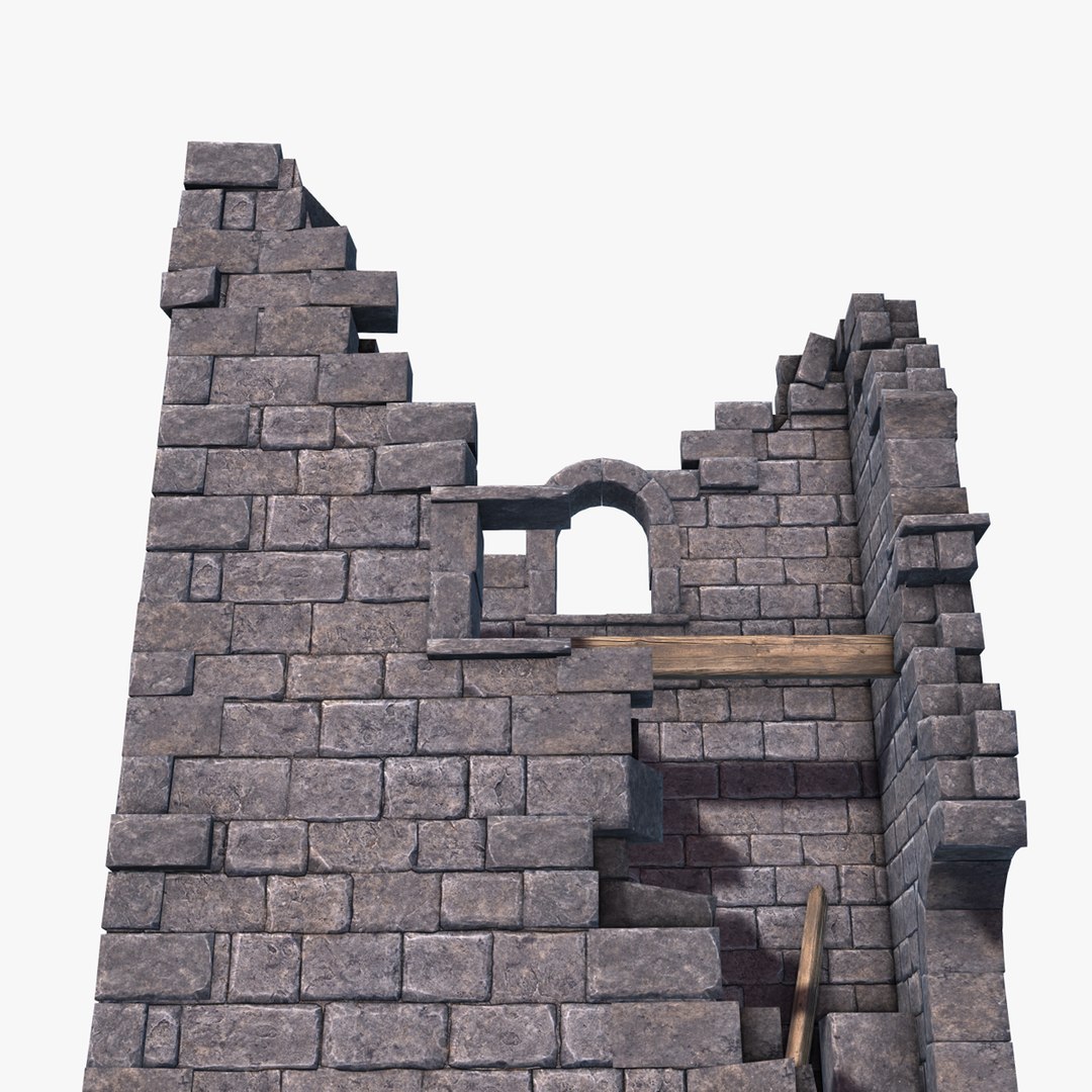 3d old tower ruins